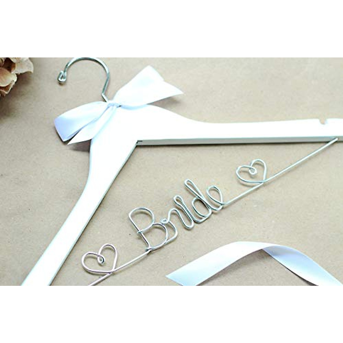 Bridal Hanger with Hearts, Wedding Hanger, White