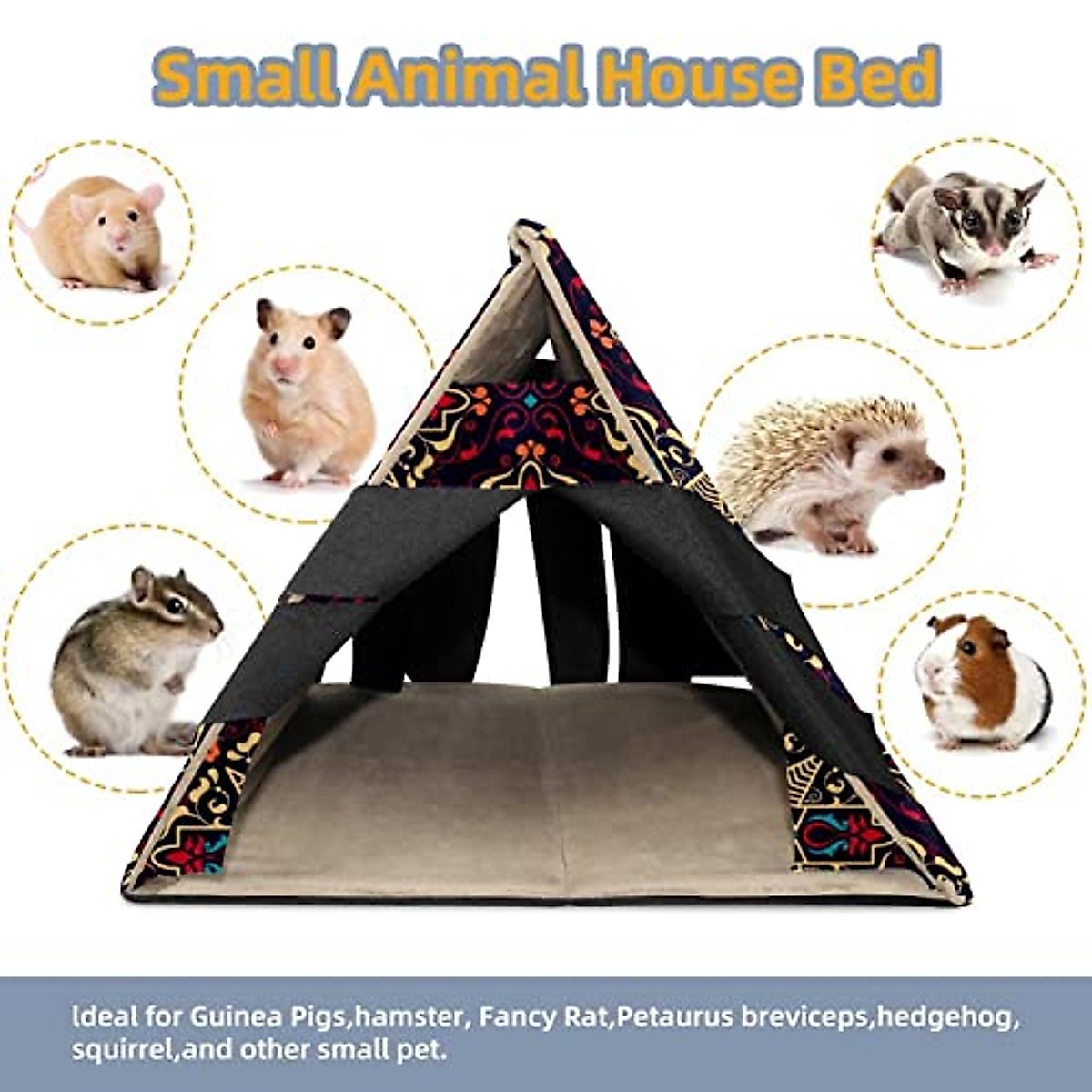 Y-DSIWX Guinea Pig House Bed, Rabbit Large Hideout, Small Animals Nest Hamster Cage Habitats Art Mandala Purple