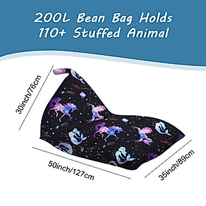 MELANIE'S POWER 200L Animal Storage Bean Bag Cover, Kids Toy Storage Organizer Stuffed Seat Soft Velvet Floor Foldable Chair Sofa Seat Cover for Kids and Adults(Unicorn)