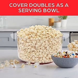 West Bend Stir Crazy Popcorn Machine Electric Hot Oil Popper Includes Large Lid for Serving Bowl and Convenient Nesting Storage, 6-Quart, Red