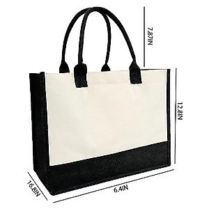 DEEZOMO Personalized Initial Canvas Tote Bag for Women, Beach Bag with Inner Zipper Pocket for Wedding, Birthday, Holiday - Blank