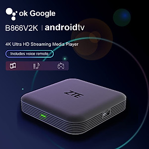 ZTE Android TV Box ，Smart TV Box ZXV10 Support Wi-Fi 5 Bluetooth 5.0 ， Support 3D 4K HDR Videos Media Player,Dolby Vision,Supports YouTube/Google Assistant/Google Play Store