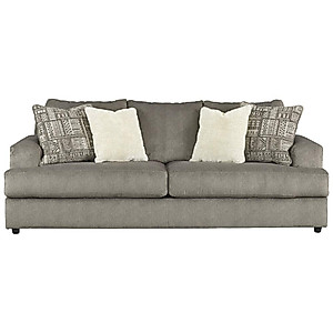 Signature Design by Ashley Soletren Contemporary Chenille Sofa with 4 Accent Pillows, Gray