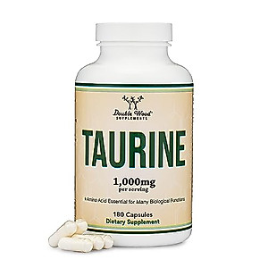 Taurine Supplement 1000mg Per Serving, 180 Capsules - Amino Acid Studied to Support a Longer, Healthier Life (Taurina) Vegan Safe, Gluten Free, Non-GMO by Double Wood