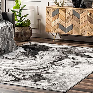 nuLOOM Remona Modern Abstract Area Rug, 4' x 6', Grey