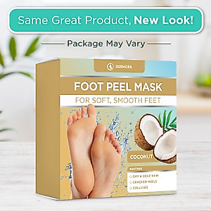 DERMORA Foot Peel Mask - 2 Pack, Regular Size Skin Exfoliating Foot Masks for Dry, Cracked Feet, Strawberry Scent