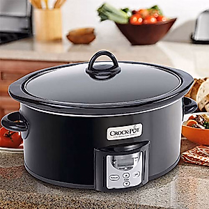 Crock-Pot 4 2091290 Quart Capacity Intelligent Count Down Timer Slow Cooker Small Kitchen Appliance, Black