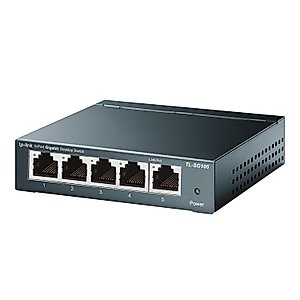 TP-Link TL-SG105, 5 Port Gigabit Unmanaged Ethernet Switch, Network Hub, Ethernet Splitter, Plug & Play, Fanless Metal Design, Shielded Ports, Traffic Optimization,Navy Blue