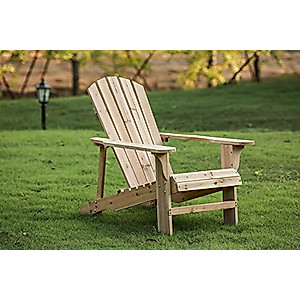 LOKATSE HOME Outdoor Wooden Adirondack Chairs Natural for Yard, Patio, Garden, Lawn