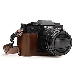 MegaGear MG958 Ever Ready Leather Camera Half Case and Strap Compatible with Fujifilm X-T30 MII, X-T30, X-T20, X-T10 - Dark Brown