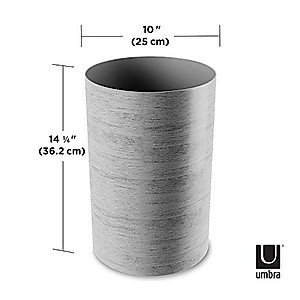 Umbra Treela Small Trash Durable Garbage Can Waste Basket for Bathroom, Bedroom, Office and More | 4.75 Gallon Capacity with Stylish Light Grey Barn Wood Exterior Finish, Graywood