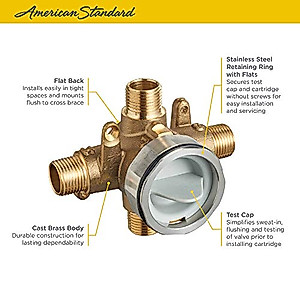 American Standard RU101 Flash Shower Rough-in Valve with Universal Inlets and Outlets, Unfinished