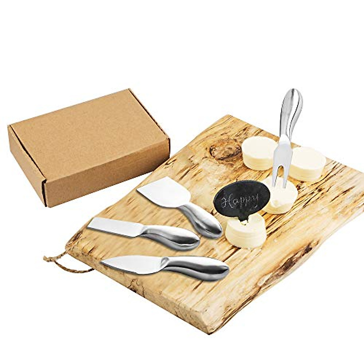 Set of 12, Stainless Steel Cheese Slicers with Cheese Markers and Soapstone Chalks, findTop 4 Pieces Cheese Slicer Cheese Cutter, 6 Pieces Natural Slate Cheese Labels, 2 Pieces Soapstone Chalks