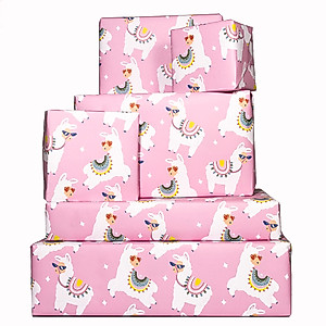 CENTRAL 23 - Llama Wrapping Paper - 6 Gift Wrap Sheets - Sassy Llamas - Pink - Birthday Wrap for Women Her Girls Teenagers