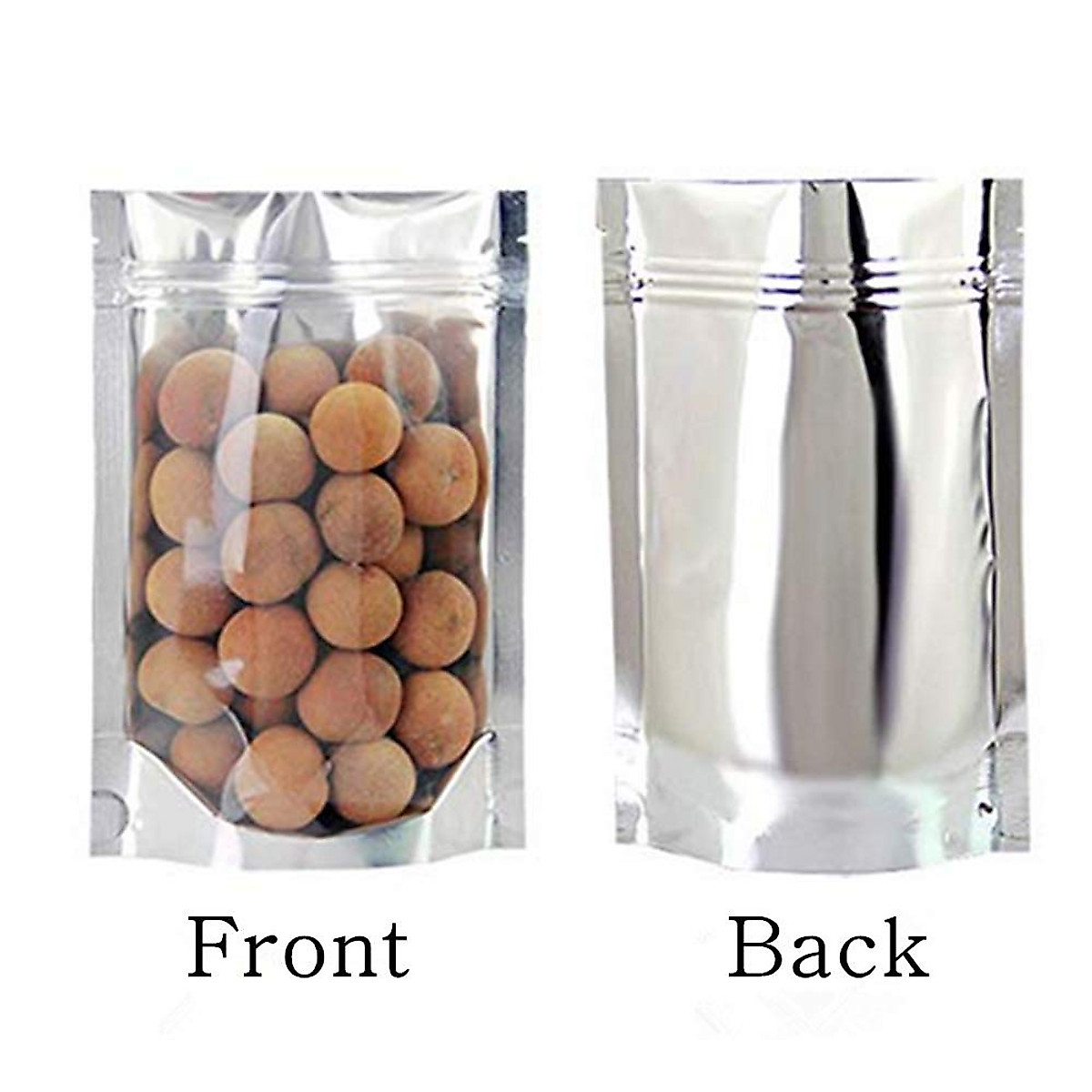 100PCS Resealable Smell Proof Bags with Clear Front Window, Zip Lock Stand Up Aluminum Foil Bags Mylar Food Storage Bags Pouch for Dry Food, Snack, Jewelry, Electronics（8x12+4inch）