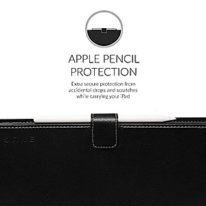 Snugg iPad Pro 11" Leather Case with Stand, Magnetic Closure, Protected Corners and Auto Sleep/Wake Function - Blackest Black