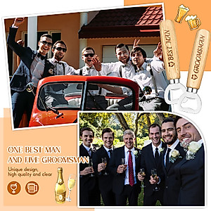 Wooden Bottle Opener Groomsmen Gifts Wood Can Opener Best Man Gift Wedding Favors Proposal Gift Bachelor Party Favors for Kitchen Bar Restaurant Beer (6 Pcs)