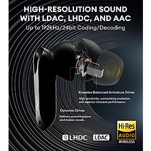 Edifier NeoBuds Pro 2 Multi-Channel Active Noise Cancellation Earbuds with Spatial Audio, Hi-Res Sound, LDAC & LHDC, AAC, 8 Mics for Clear Calls, Bluetooth 5.3, Fast Charging, App Customization, Black