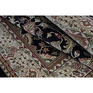 Ladole Rugs Traditional Beautiful Soft Indoor Runner Area Rug Living Room Bedroom Entrance Hallway Carpet for Dining in Black Cream 7x10(6'5" x 9'5" 200cm x 290cm) 5x7 8x10 9x12 2x10 4x6 feet
