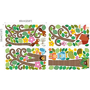 DECOWALL SG-2106 Large Scroll Tree and Animals Kids Wall Stickers Wall Decals Peel and Stick Removable Wall Stickers for Kids Nursery Bedroom Living Room d?cor