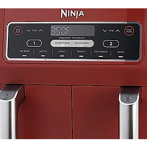 Ninja DZ201 Foodi 6-in-1 2-Basket Air Fryer with DualZone Technology, 8-Quart Capacity - cinnamon/Red-(Renewed)