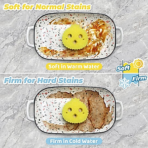 Scrub Family Functional Sponge Scrubber Set - Daddy Mommy Daily Scrub Sponge, Smiley Happy Face, Firm in Cold and Soft in Warm, Scratch Free, No Odor, 2 Animal Patterns (2ct)