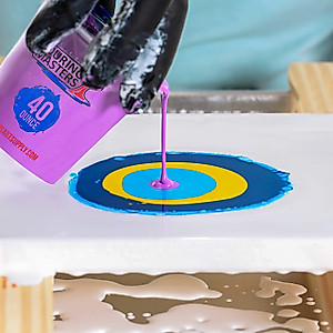 Pouring Masters 40 Ounce (1200ml) Graduated Plastic Mixing Cups (Box of 24) - Use for Paint, Resin, Epoxy, Art, Kitchen, Cooking, Baking - Measurements in OZ. and ML., 4 Different Measuring Ratios 1:1