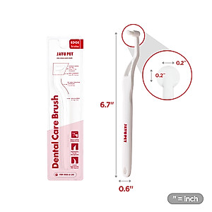 JAYU PET Dental Care Brush (Edge Bristles) 1ea - Micro Round Head Toothbrush for Cats & Small Dogs with End-tuft Diagonal-Shaped Bristles & Easy Grip Handle