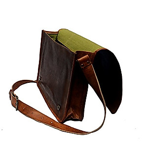 Leather Real Messenger Bag for Laptop Briefcase Satchel Men and Women Handmade Laptop Bag Satchel Bag Padded Messenger Bag (13 inch Small)