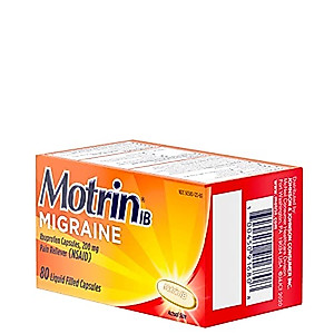 Motrin IB Migraine Liquid Gel Caps, Ibuprofen 200 mg, Migraine Relief Medicine, 80 Ct