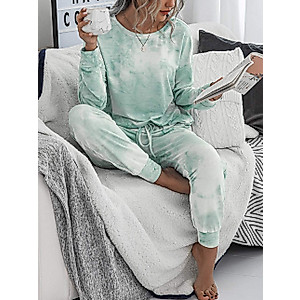 AMABMB Women's Pajama Sets Tie Dye Sweatsuit Long Sleeves Pullover Sleepwear Set 2 Pcs Lounge Jogger Set Nightwear-19L4-lvbai-M
