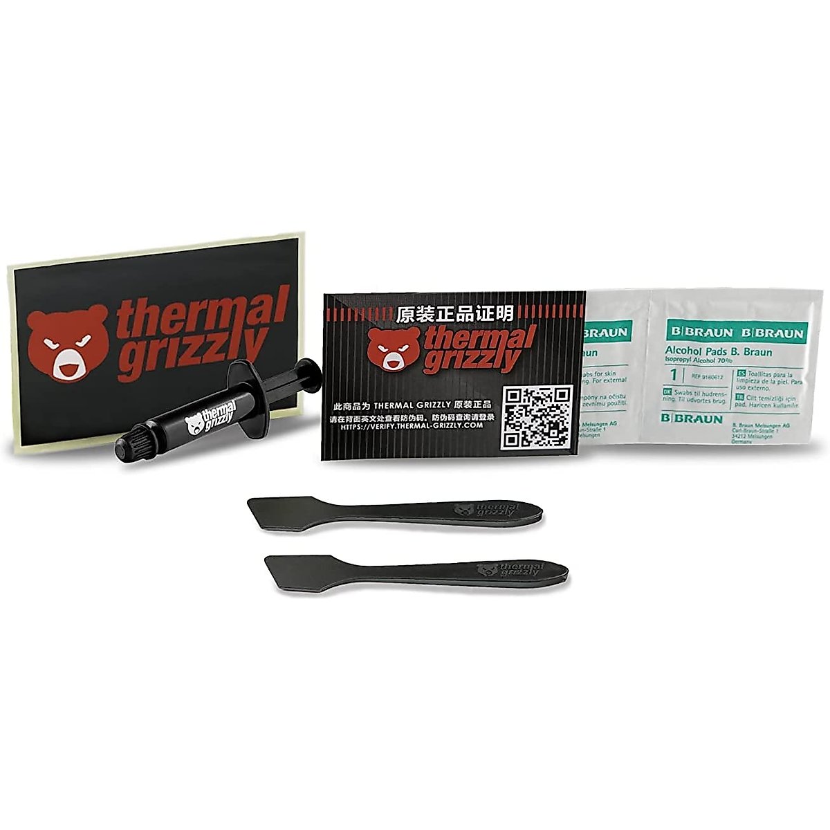 Thermal Grizzly Kryonaut CPU Thermal Paste - High Performance PC Thermal Paste Kit for Cooling All Processors, Graphics Cards and Heat Sinks in Computers and Consoles - Thermal Grease 1g Combo