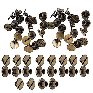 Brass Leathercraft Rivets, 30 Set Screw Post Metal Chicago Screws Binding Screw Leather Screw Nail Rivet Button Solid Belt Tack Screw Book Rivets(Bronze)