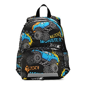 Cartoon Monster Truck Backpack Monster Jam Bookbag Kids Daypack Toddler Travel School Bag Small Mini Backpacks for boys with Chest Strap