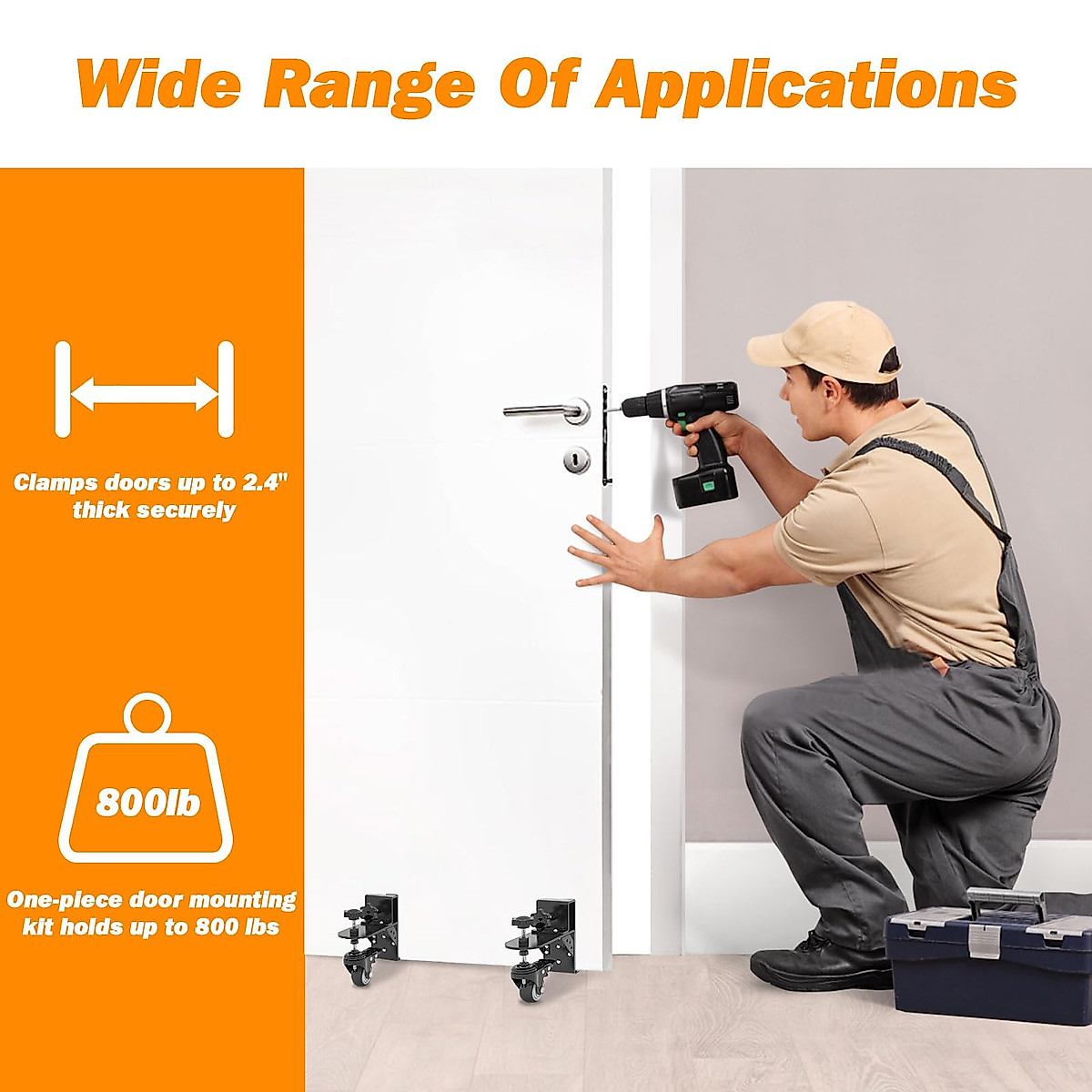 2 Pcs -Door Installation Tool Kit - Heavy-Duty Door Dolly and Door Lifter,Installation Tool for Doors 0.8 to 2.3 Inches Thick and 800 Lbs - Maximize Installation Efficiency