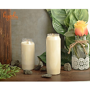 Hyoola 7 Day White Prayer Candles, 6 Pack - 6" Tall Pillar Candles for Religious, Memorial, Party Decor, Vigil and Emergency Use - Vegetable Oil Wax in Plastic Jar Container