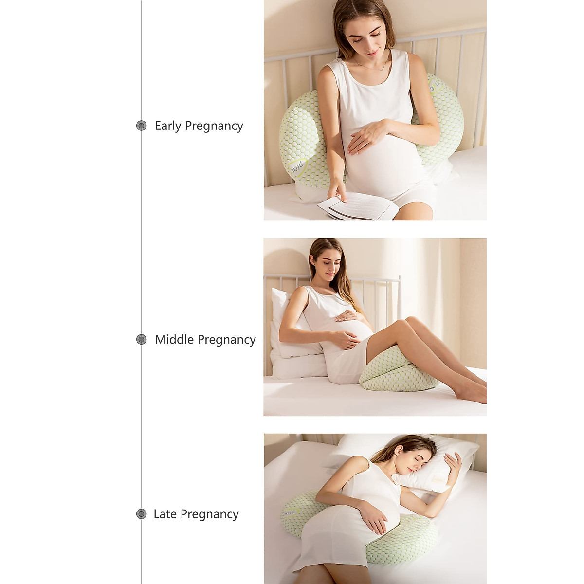 KAILE Pregnancy Pillows for Sleeping, Maternity Pillow for Pregnant Women with Detachable and Adjustable Pillow Cover - Support for Belly, Back, Legs, HIPS