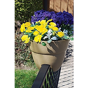 EMSCO Group Bloomers Railing Planter with Drainage Holes – 24" Weatherproof Resin Planter – Terracotta