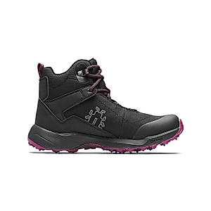 Icebug Womens Pace3 BUGrip GTX Hiking Boot with Carbide Studded Traction Sole, Black/DarkHibiscus, 6.5