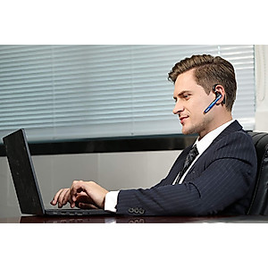 COMEXION Bluetooth Headset, Wireless Bluetooth Earpiece V5.0 Hands-Free Earphones with Stereo Noise Canceling Mic, Compatible iPhone Android Cell Phones Driving/Business/Office