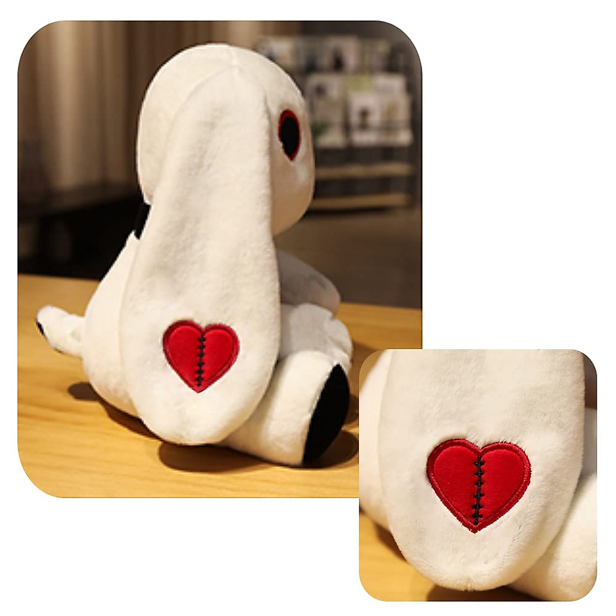 HNZQE Creepy Gothic 11.8" Pink Bunny Plush Doll Pillow Kawaii Stuffed Animal Crazy Rabbit Plushie Toy Easter Halloween Birthday Gifts for Girl Boy (11.8",Pink)