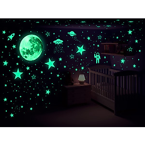 1078 PCS Glow in The Dark Stars for Ceiling, Glowing Stars for Ceiling Planets, Stars Wall Decals, Solar System Galaxy Space Nursery Wall Stickers Rocket Astronaut Kids Boys Room Decorations Bedroom