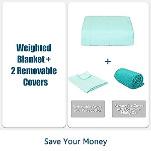 Giantex Weighted Blanket with Duvet Covers, Hot and Cold Duvet Cover Set, 60" x 80" | 15lbs, Cozy Heavy Blanket with Premium Glass Beads, Weighted Blanket for Hot and Cold Sleepers (Green)