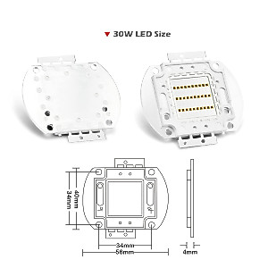 CHANZON High Power Led Chip 30W Infrared (IR 850nm / Input 900mA / DC 14V - 16V / 30 Watt) SMD COB Light Emitter Diode Components 30 W Night Vision Bulb Lamp Beads for DIY Lighting/CCTV Cameras