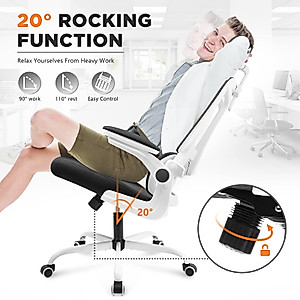 Soontrans Black Ergonomic Office Chair with Lumbar Support Pillow, Mesh Office Chair with Headrest & Adjustable Arms, Rocking Office Desk Chair, Comfortable Ergonomic Chair, Ergo Chair