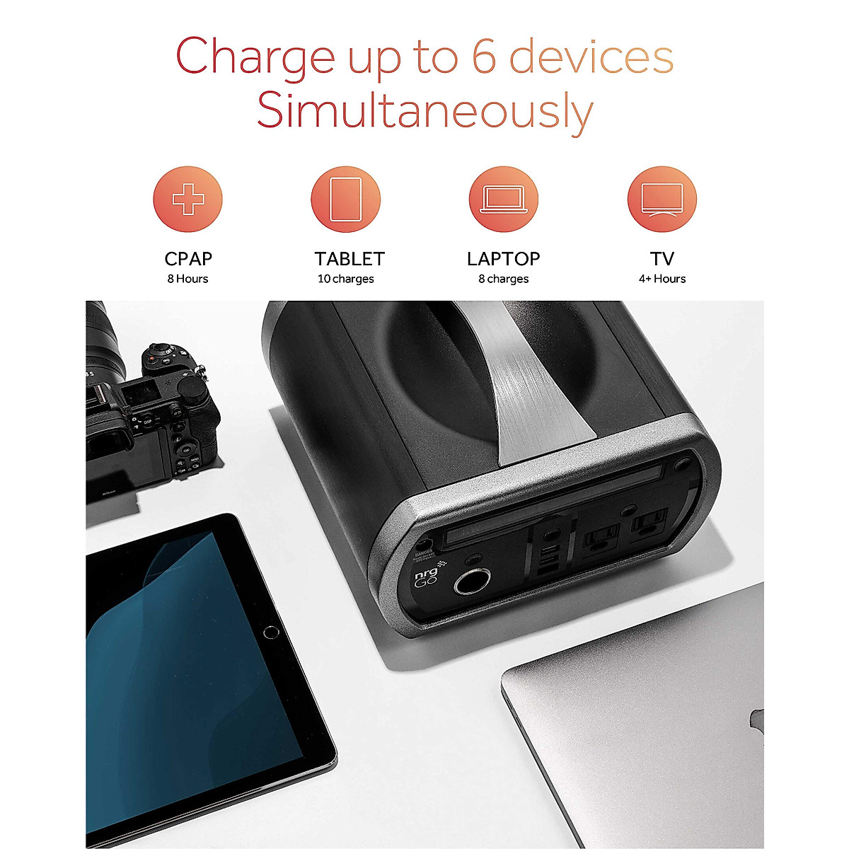 NrgGo Portable Power Station, 505Wh Outdoor Solar Generator Lithium Battery Pack (Solar Panel Separate) with 2x 110V/500W AC Outlet, Digital Display, 2x USB-2.0, USB-C, Car Port for Road Trip Camping, Outdoor Adventure, Disaster Preparedness