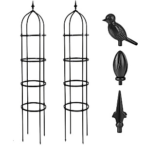 6 Feet Garden Trellis for Climbing Plants,2pcs Metal Garden Obelisk Trellis,Tall Tower Obelisk Climbing Plant Support,Rustproof Cucumber Trellis for Indoor&Outdoor