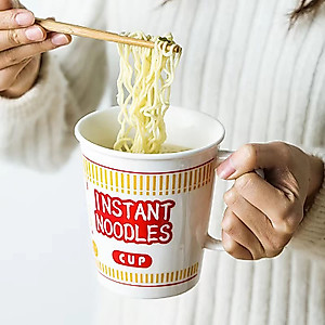 FYUEROPA Ceramic Large Noodle Bowl 20 Oz Soup bowl with Lid (Red)