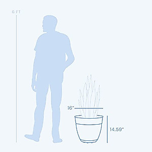 Bloem Dayton Planter with Saucer: 16" - Coral - 100% Recycled Plastic Pot, Removable Saucer, Elevated Feet, for Indoor and Outdoor Use, Gardening, 8.5 Gallon Capacity