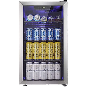 Antarctic Star Beverage Refrigerator -120 Can Mini Fridge for Soda Beer or wine, Small Drink Dispenser, For Office or Bar with Adjustable Removable Shelves, Black, 3.2 Cu.Ft.